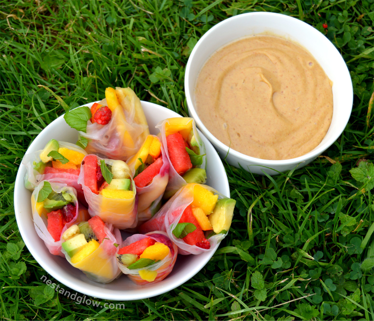 Fruity Summer Rolls with Salted Caramel Dip – Nest and Glow