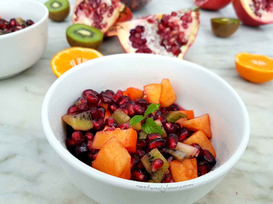 Winter Fruit Salad – Pomegranate, Persimmon and Clementine – Nest and Glow