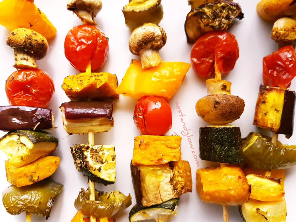 Chickpea Tofu Mediterranean Vegetable Kebabs – Nest and Glow