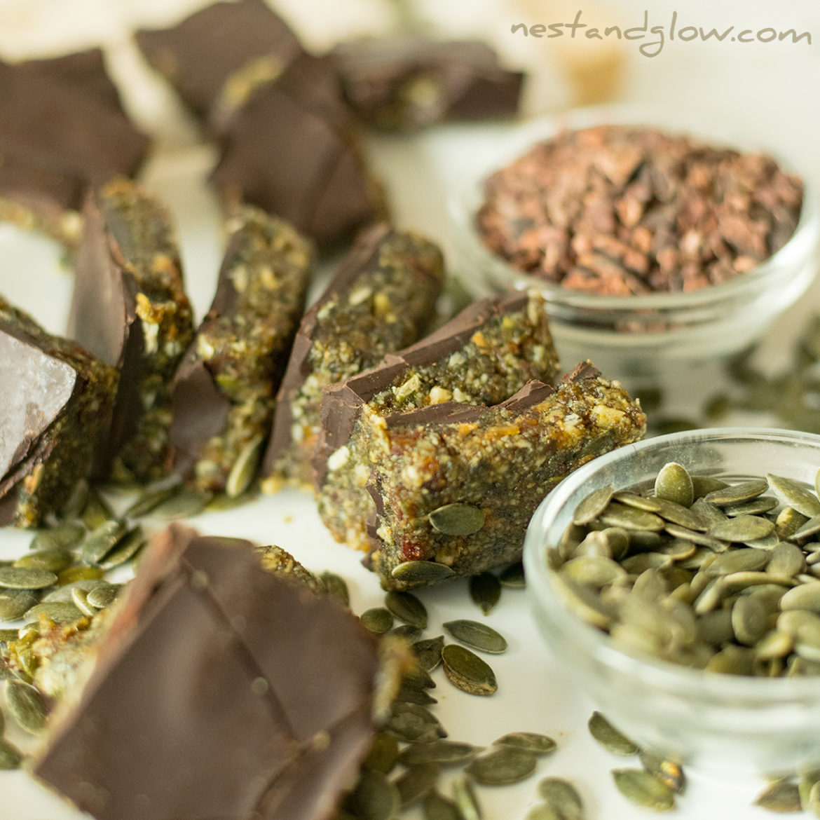 3 Ingredient Pumpkin Seed Chocolate Candy – Nest and Glow