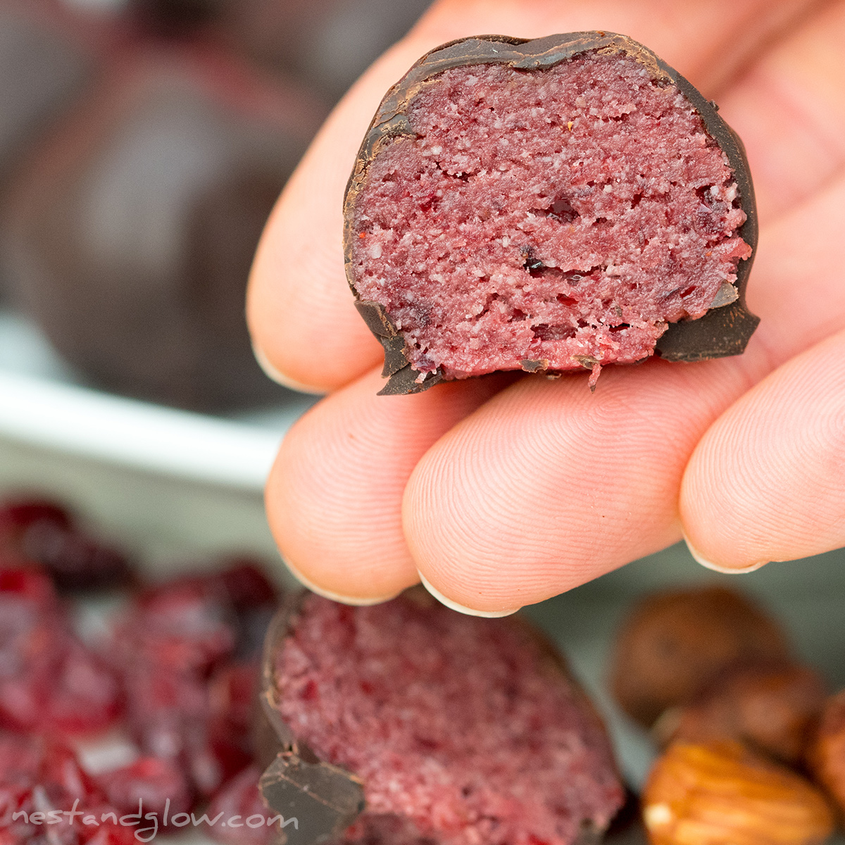 3-Ingredient Cherry Chocolate Balls – Nest and Glow